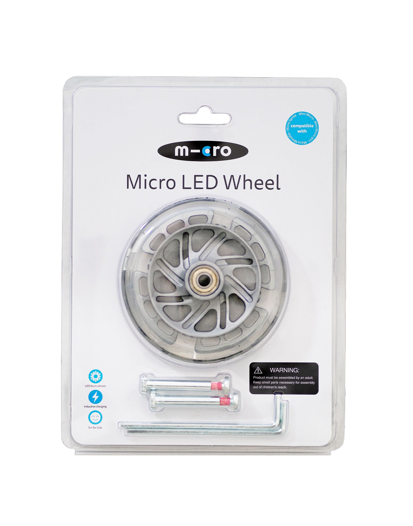 120mm LED wheel set - Grey Hub - Micro Scooters NZ